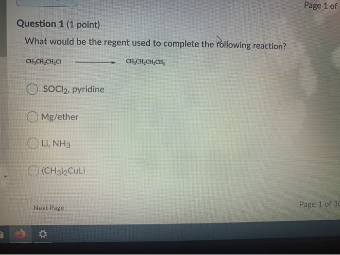 Solved what would ve the reagant used to complete the | Chegg.com