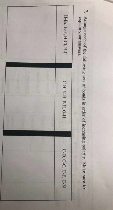 Solved 7. Arrange each of the following sets of bonds in | Chegg.com