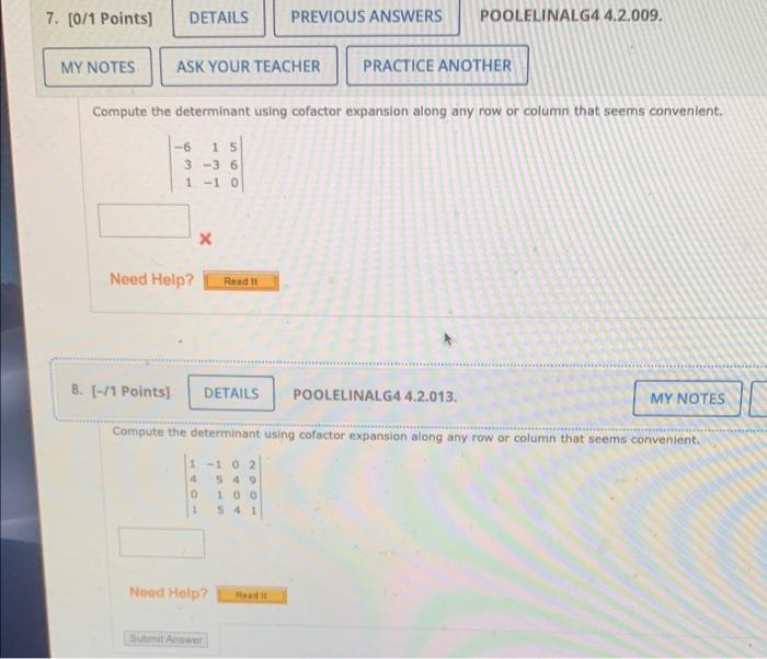 Solved 7. [O/1 Points) DETAILS PREVIOUS ANSWERS POOLELINALG4 | Chegg.com