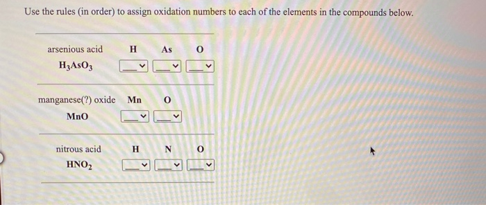 Solved Use the rules in order) to assign oxidation numbers | Chegg.com
