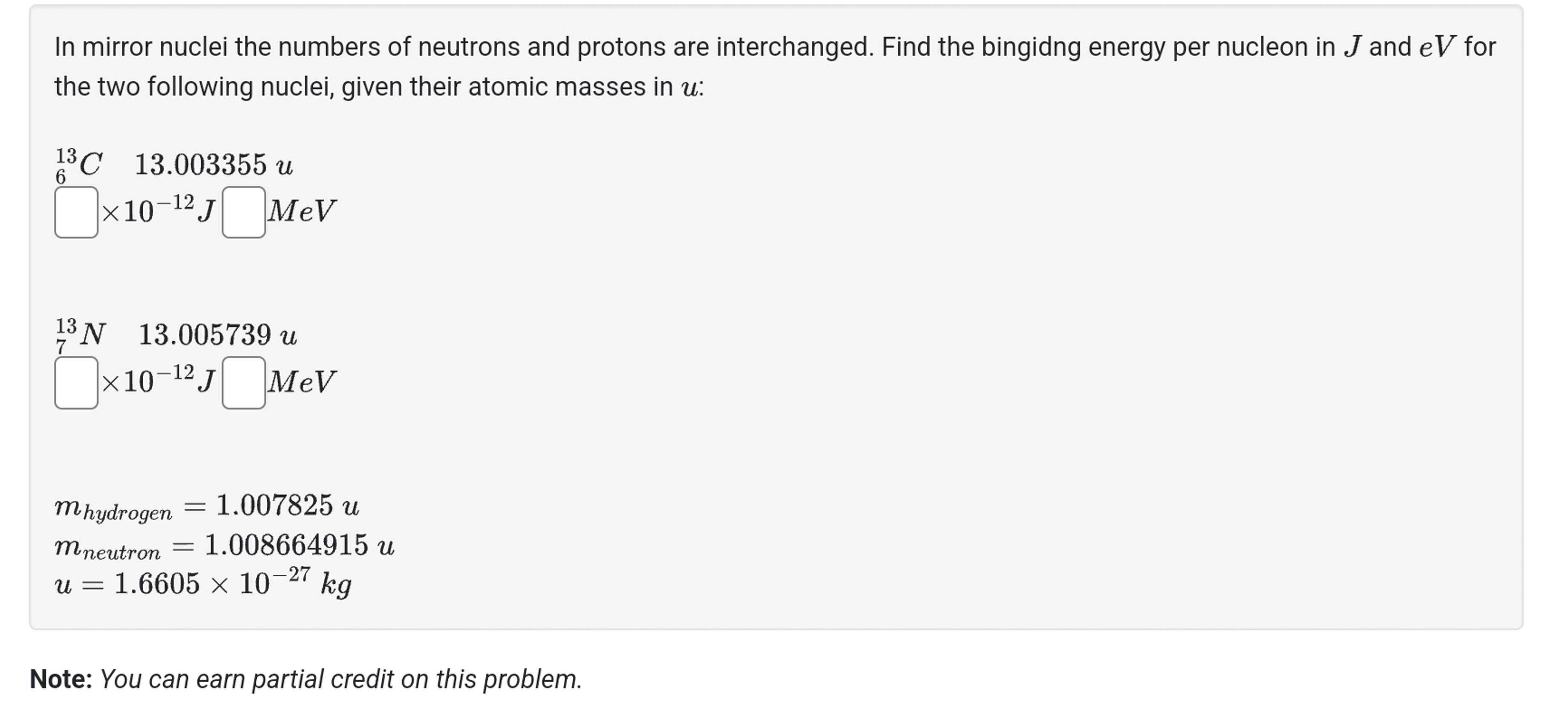 Solved In mirror nuclei the numbers of neutrons and protons | Chegg.com