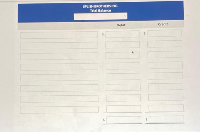 Solved The T-accounts below summarize the ledger of Splish | Chegg.com