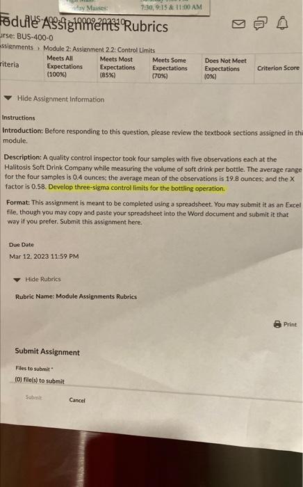 Solved Fdule ASsignmeentss Rubrics urse: BUS-400-0 Hide | Chegg.com