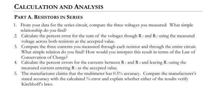 Solved PART A. RESISTORS IN SERIES 1. From your data for the | Chegg.com