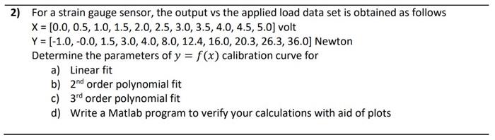Solved 2) For a strain gauge sensor, the output vs the | Chegg.com