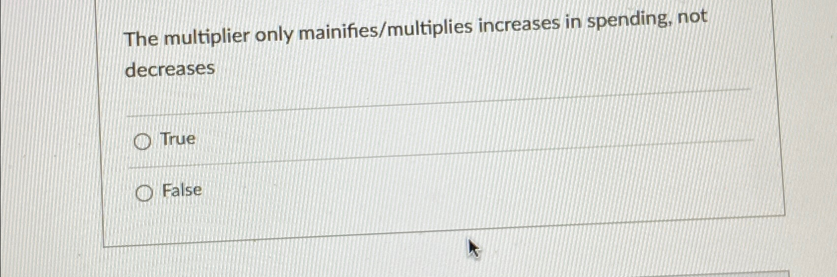 Solved The multiplier only mainifies/multiplies increases in | Chegg.com