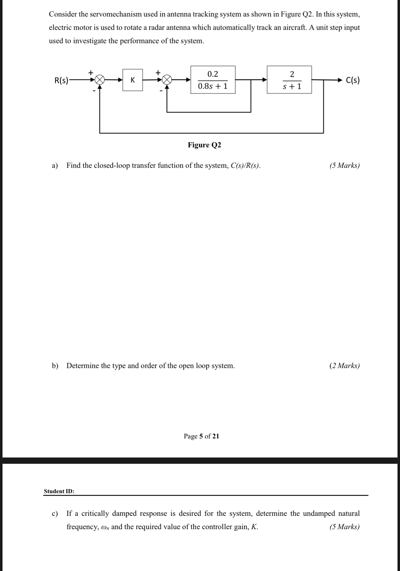 Solved Consider the servomechanism used in antenna tracking | Chegg.com