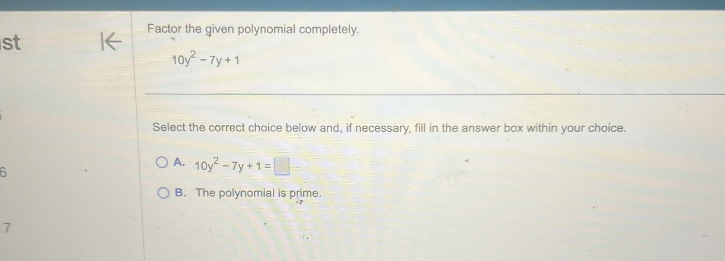 Solved Factor the given polynomial | Chegg.com