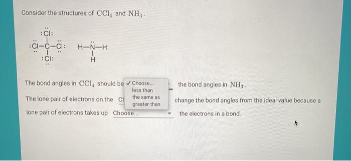 Solved Consider the structures of CCI, and NH3- C: :Cl-C-CI: | Chegg.com