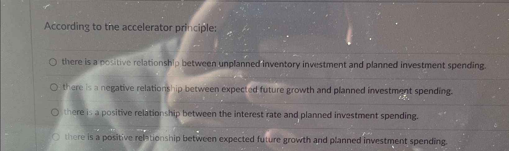 Solved According to the accelerator principle:there is a | Chegg.com