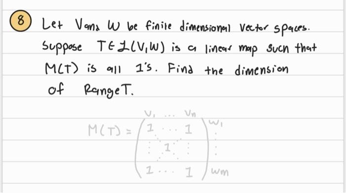 Solved 8) Let V and W be finite dimensional vector spaces. | Chegg.com Solved 8) Let V and W be finite dimensional vector spaces. | Chegg.com