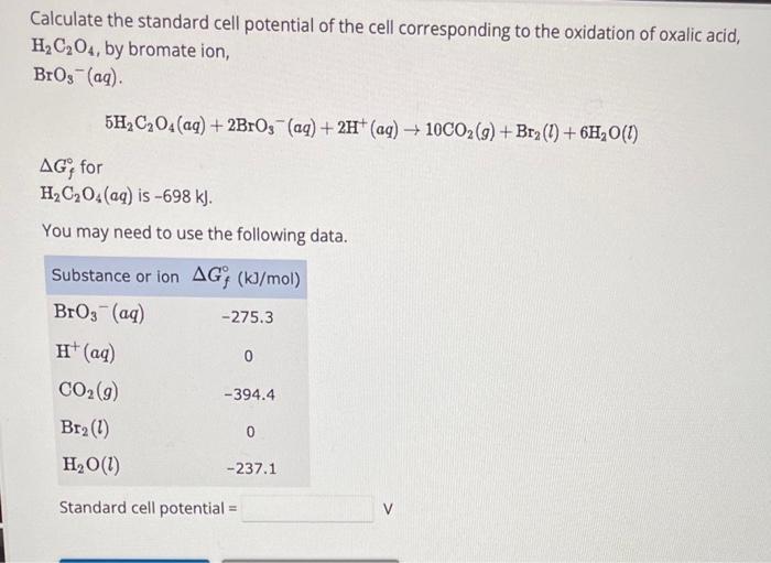Solved Calculate the standard cell potential of the cell | Chegg.com