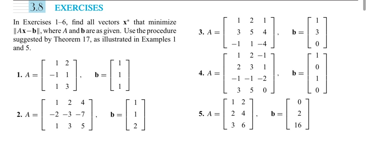 Solved 3.8 ﻿EXERCISESIn Exercises 1-6, ﻿find all vectors x** | Chegg.com