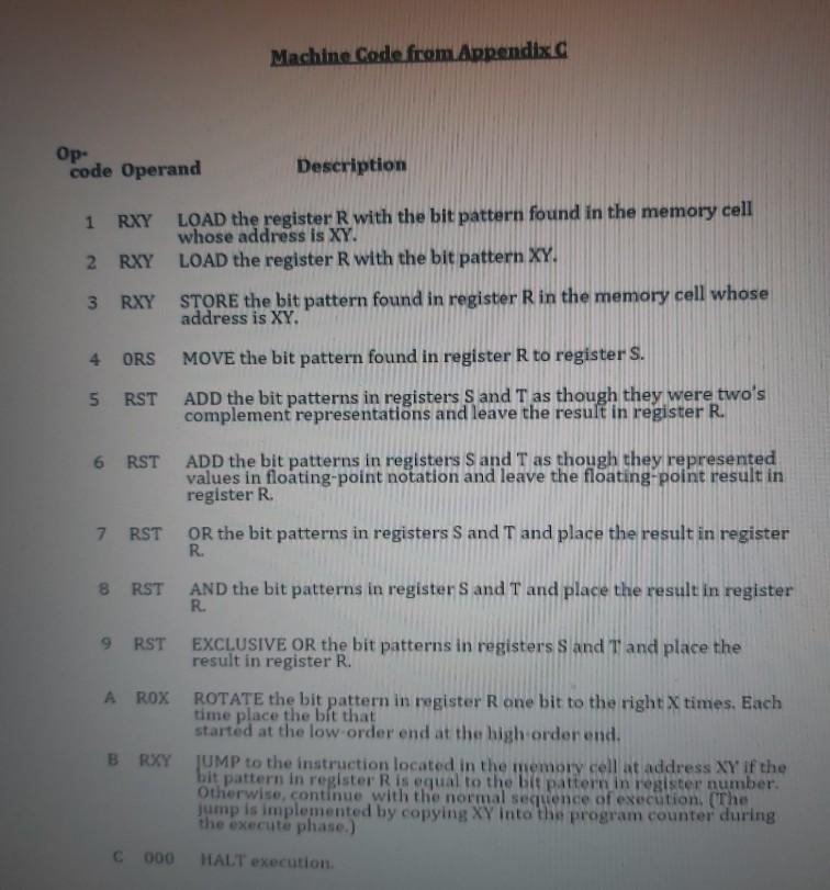 Based on the machine language given in Appendix C , | Chegg.com