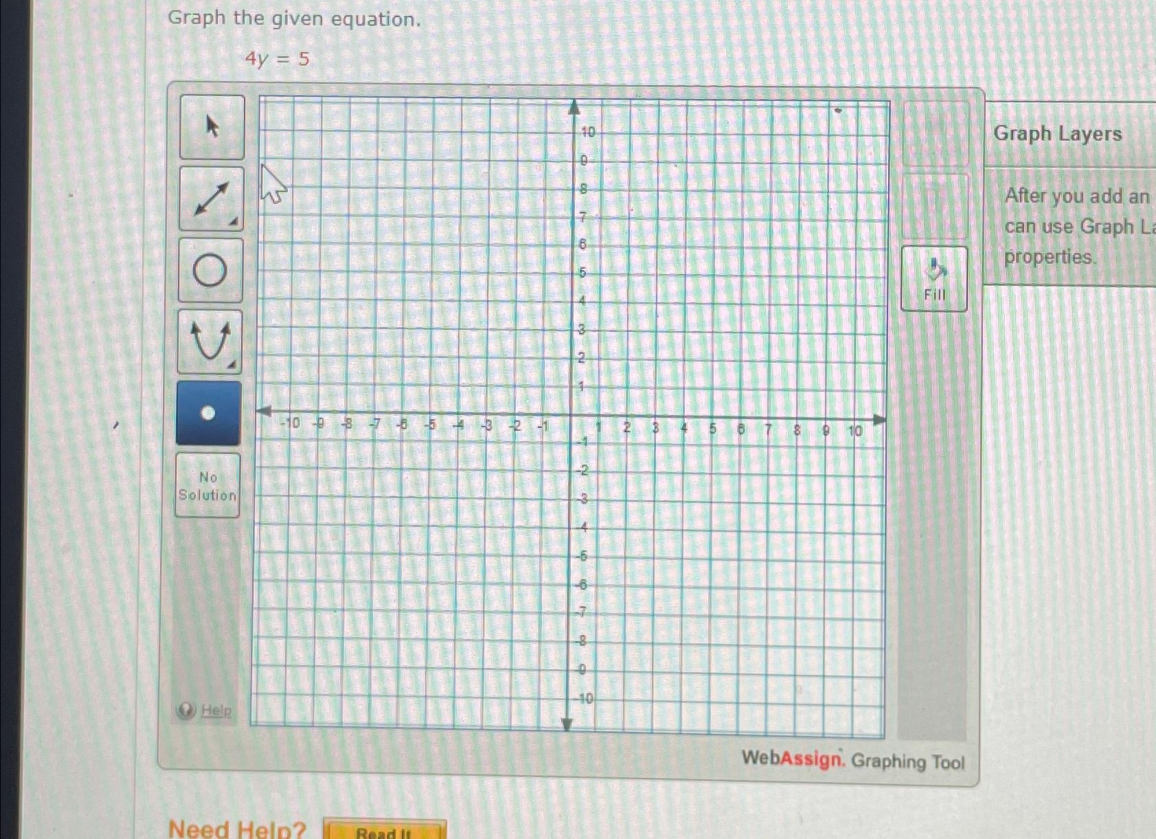 Solved Graph the given equation.4y=5Graph LayersAfter you | Chegg.com