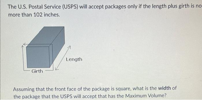 Solved The U.S. Postal Service (USPS) will accept packages | Chegg.com