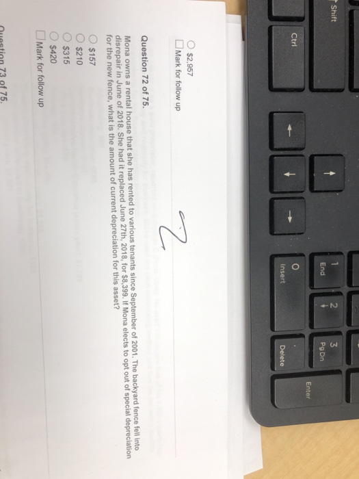Solved N Shift End Pg Dn Enter Ctrl Insert Delete $2,957 | Chegg.com