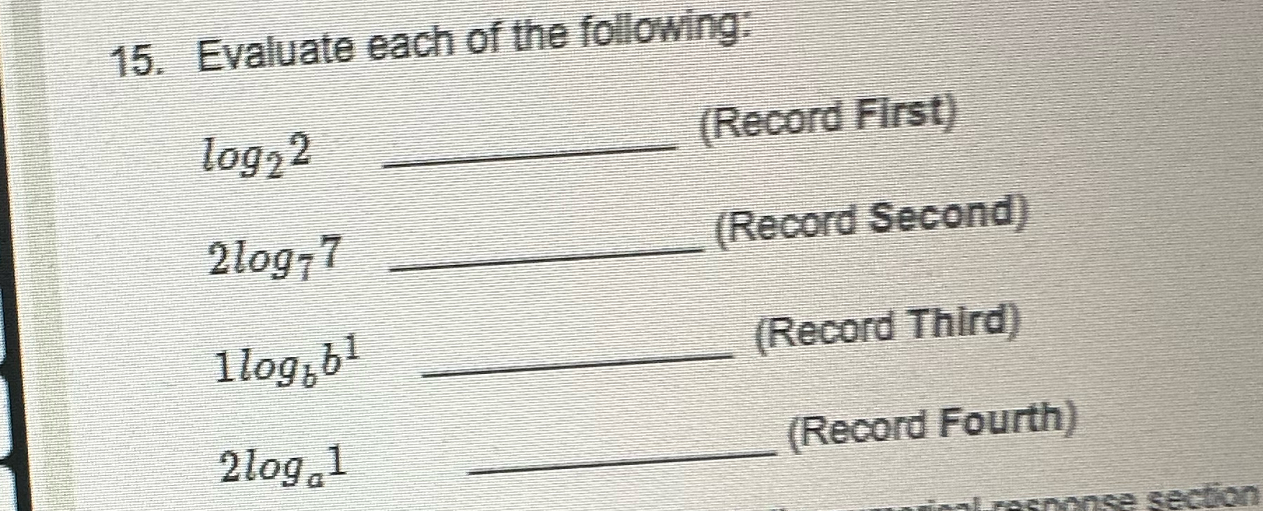 Solved Evaluate each of the following:log22(Record | Chegg.com