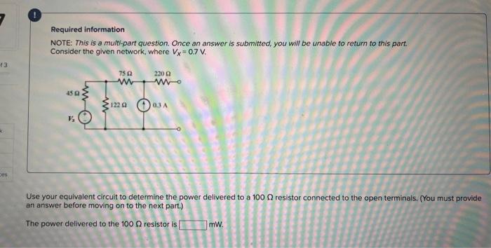 Solved Required information NOTE: This is a mult-part | Chegg.com