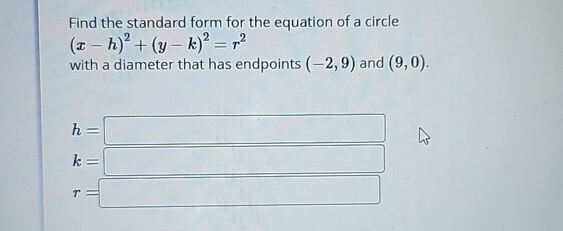 Solved Find the standard form for the equation of a | Chegg.com