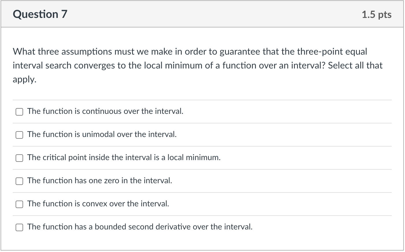 Solved Question 6f(x)=xe-x2 ﻿is unimodal over 0,1.TrueFalse | Chegg.com