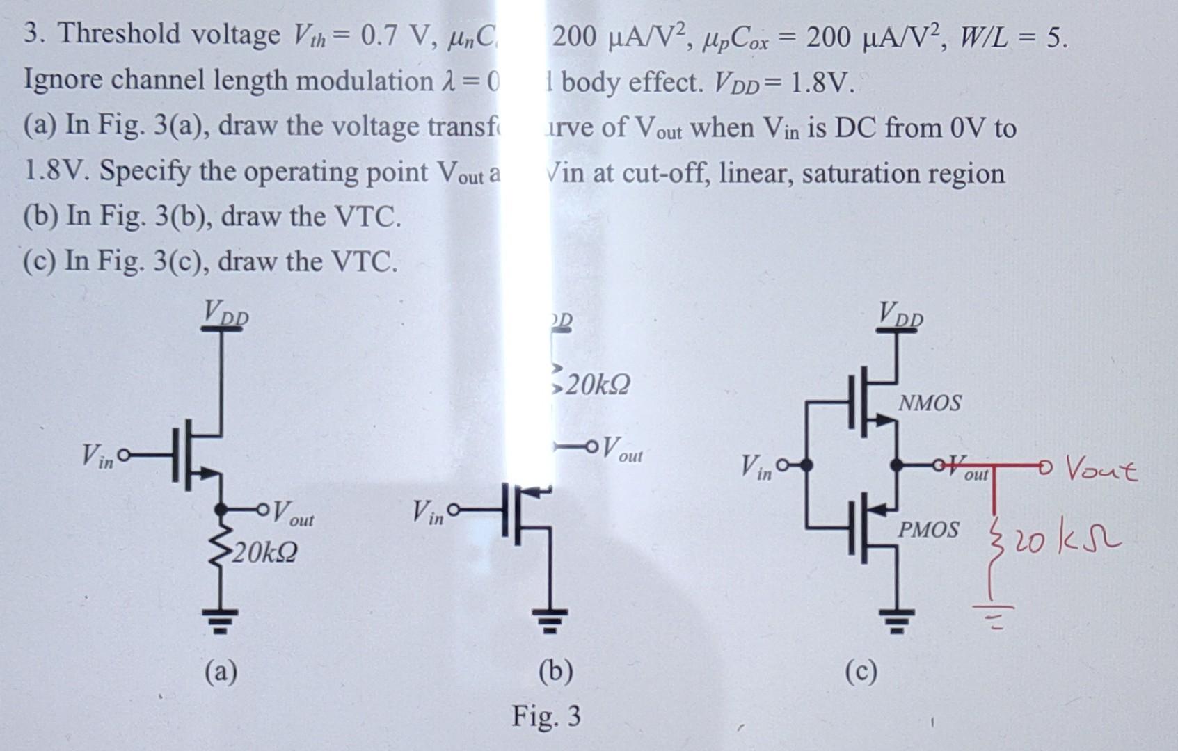 Solved 3. Threshold voltage Vth=0.7 | Chegg.com