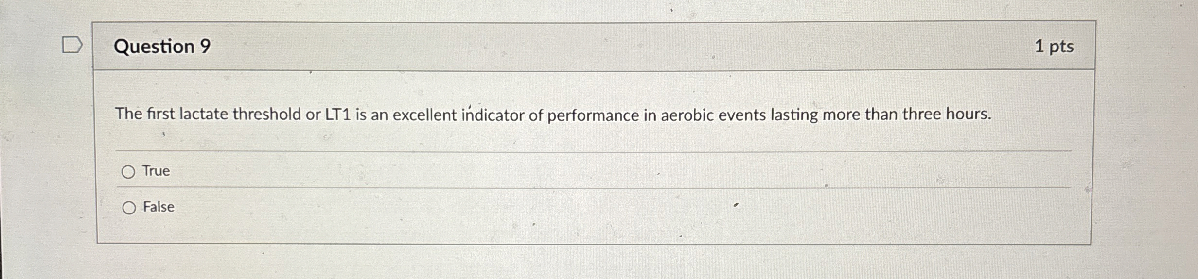 Solved Question 91 ﻿ptsThe first lactate threshold or LT1 | Chegg.com