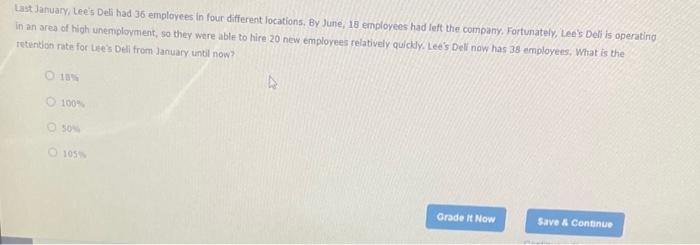 Solved Last January, Lee's Deli had 36 employees in four | Chegg.com