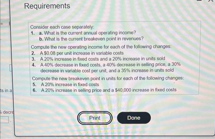 Solved Requirements Consider each case separately: 1. a. | Chegg.com