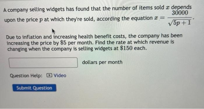 Solved A company selling widgets has found that the number | Chegg.com