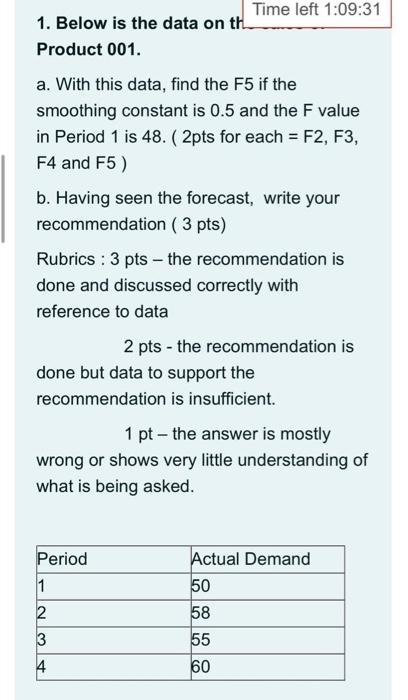 Solved 1. Below is the data on tr Product 001. a. With this | Chegg.com
