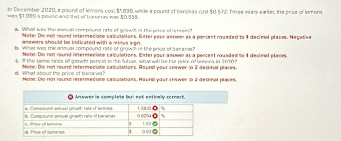 Solved In December 2020, a pound of lemons cost $1.896, | Chegg.com