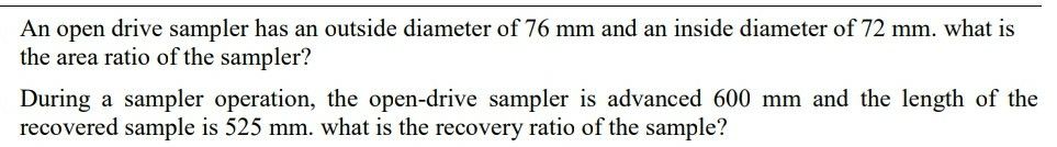 Solved An open drive sampler has an outside diameter of 76 | Chegg.com