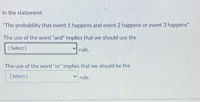 Solved In the statement: "The probability that event 1 | Chegg.com