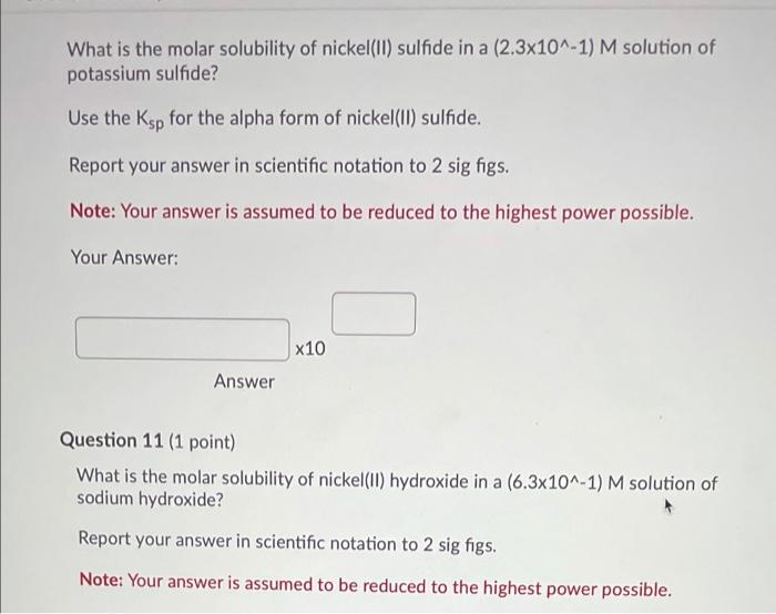 Solved What is the molar solubility of nickel(II) sulfide in | Chegg.com