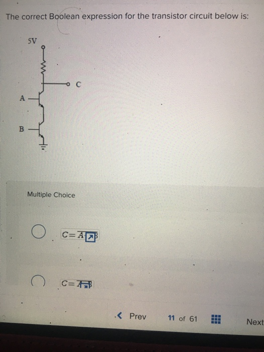 Solved The correct Boolean expression for the transistor | Chegg.com