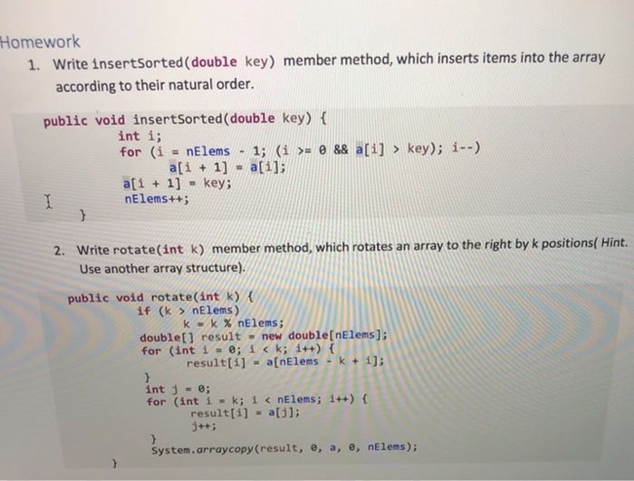 Homework 1. Write insertSorted ( double key) member | Chegg.com