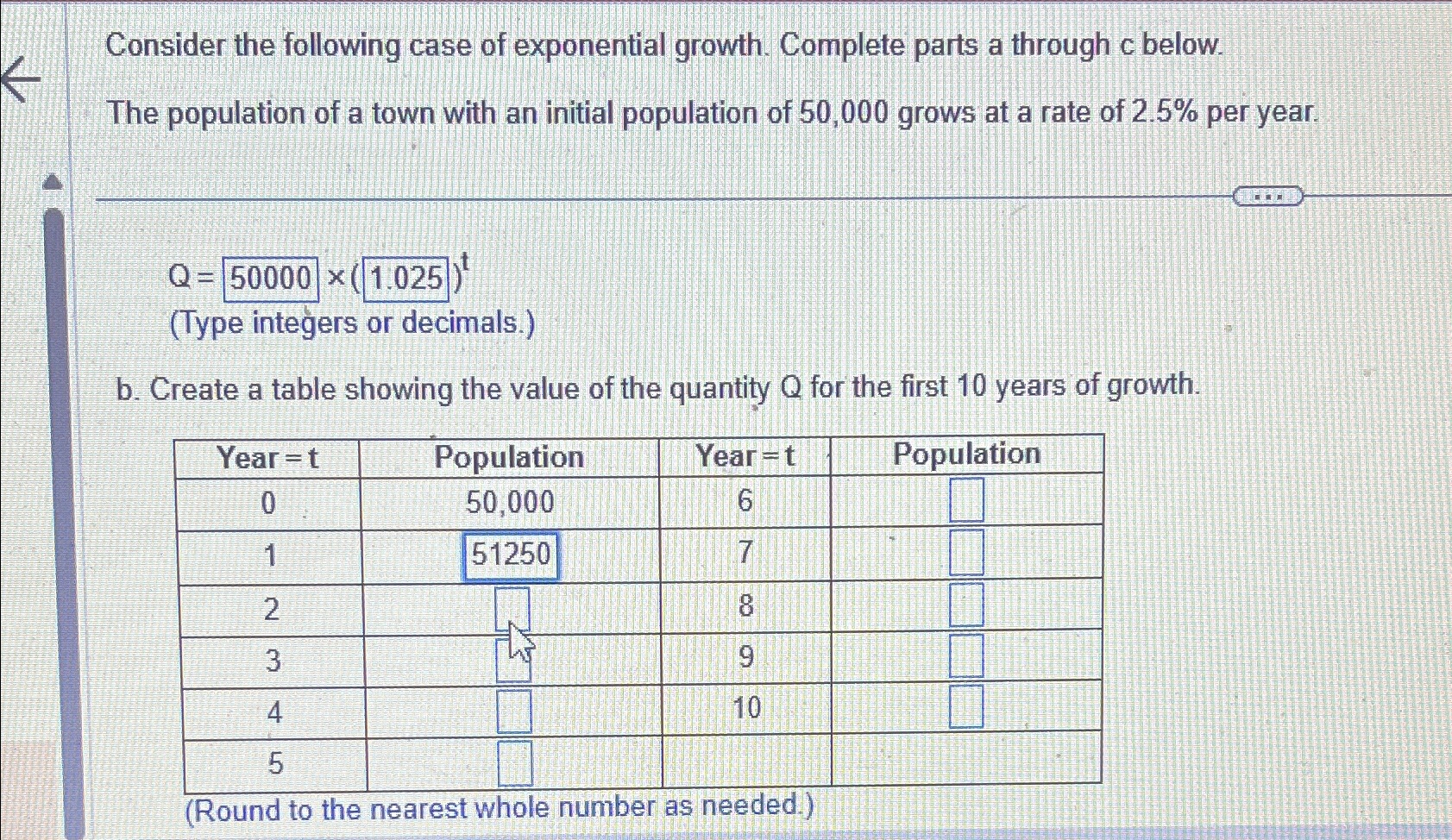 Solved Consider the following case of exponential growth. | Chegg.com