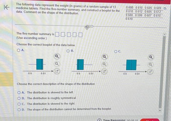 Solved K The following data represent the weight (in grams) | Chegg.com