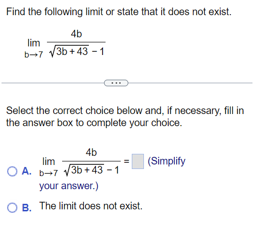 Solved Find the following limit or state that it does not | Chegg.com