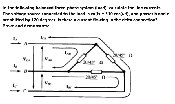 Solved In the following balanced three-phase system (load), | Chegg.com
