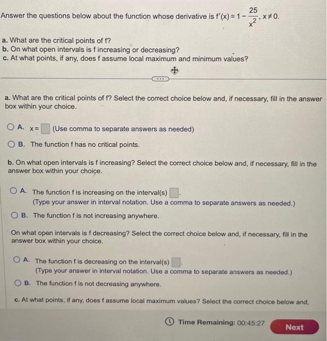 Solved Answer the questions below about the function whose | Chegg.com