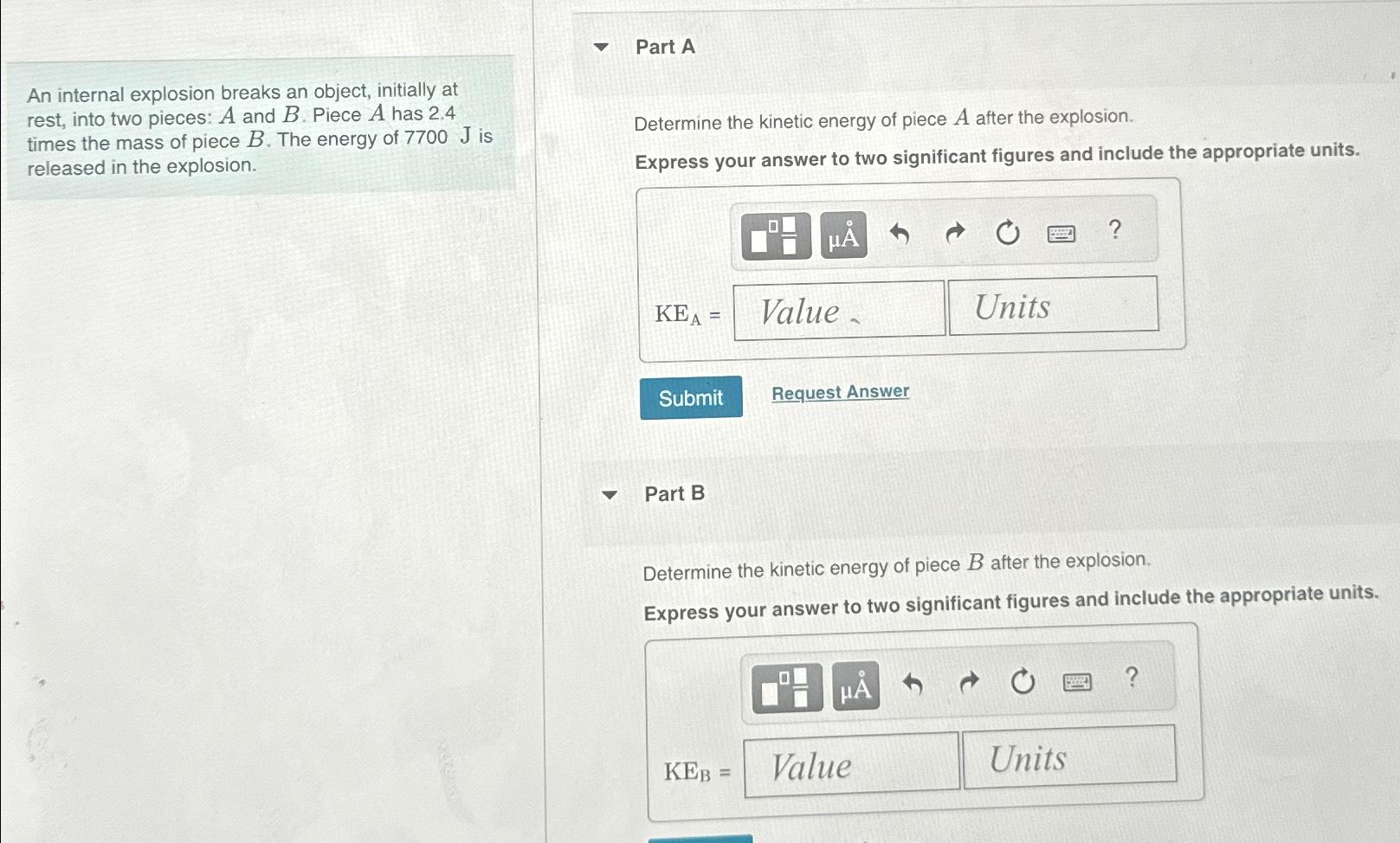 Solved Part AAn internal explosion breaks an object, | Chegg.com