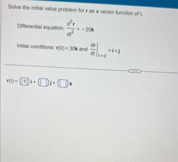 Solved Solve the initial value problem for r as a vector | Chegg.com