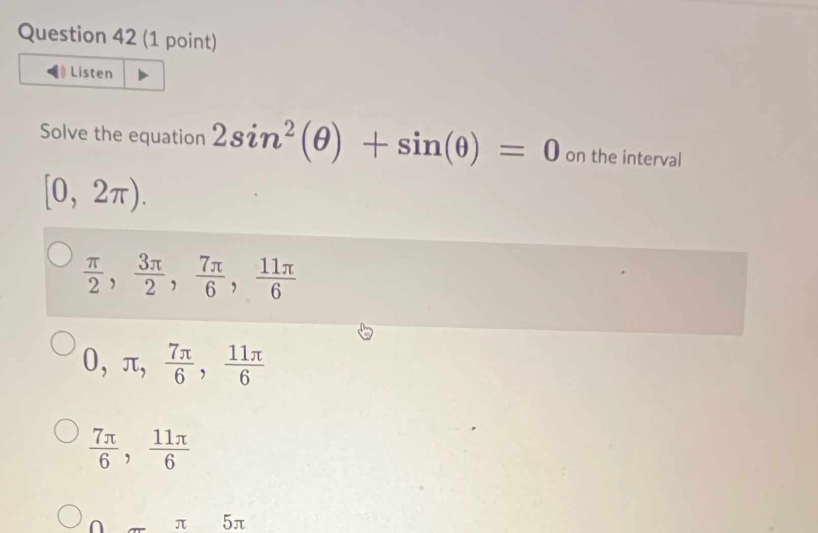 Solved Question 42 (1 ﻿point)Solve the equation | Chegg.com