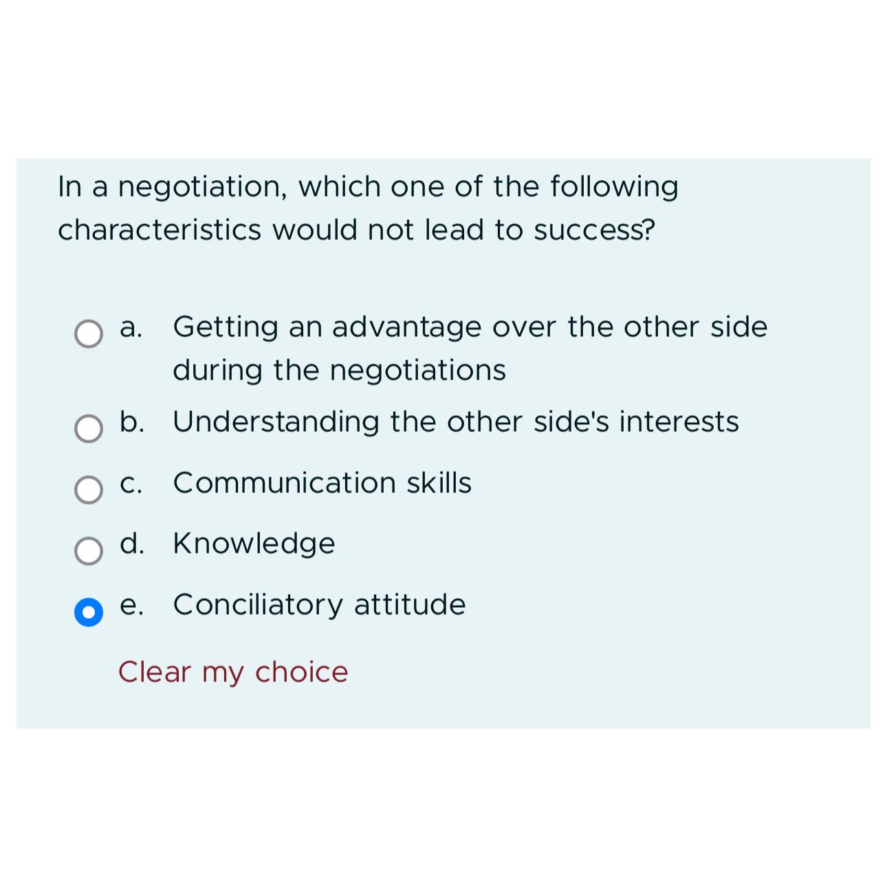 Solved In a negotiation, which one of the following | Chegg.com