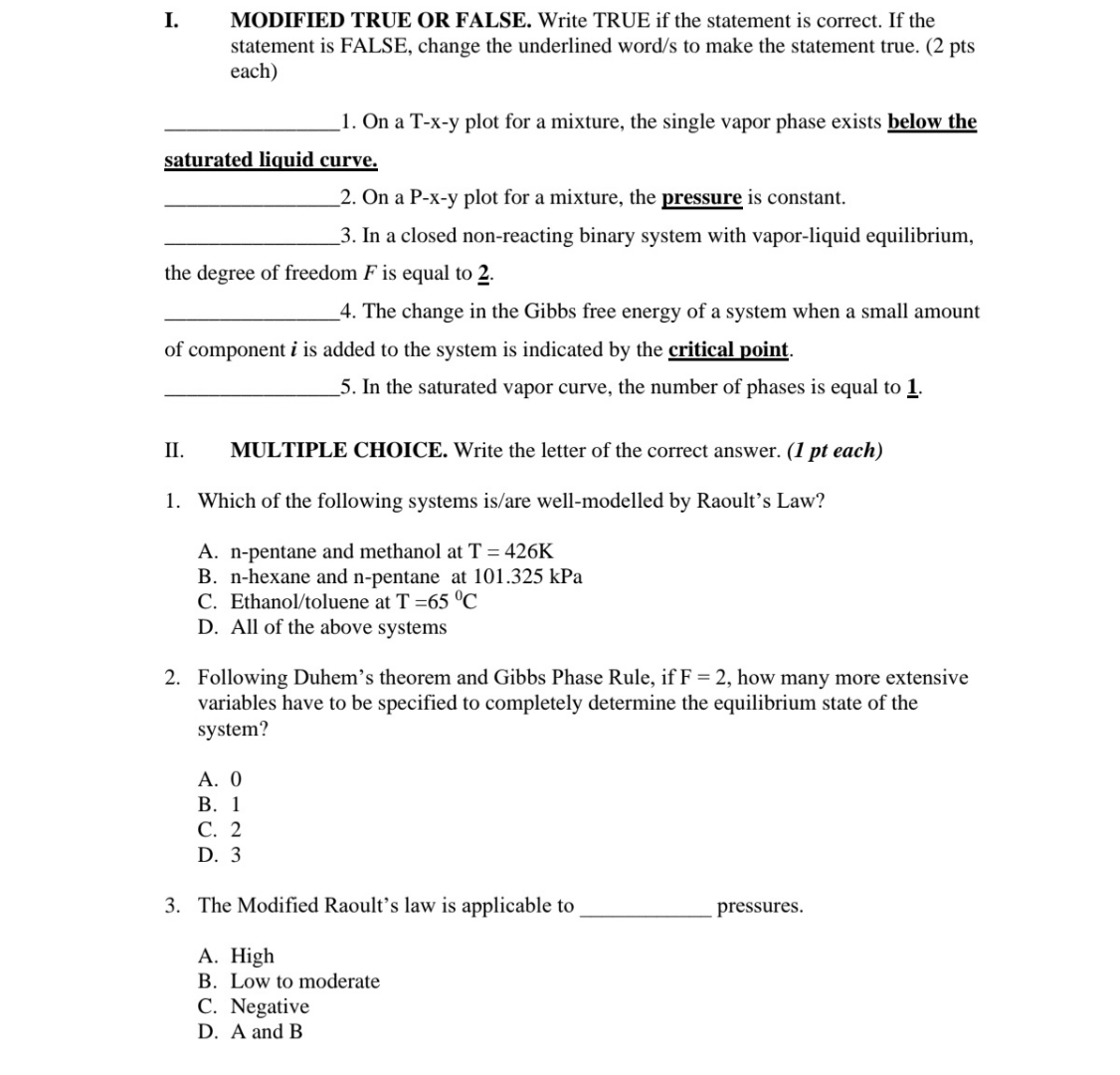 Solved I. MODIFIED TRUE OR FALSE. Write TRUE if the | Chegg.com