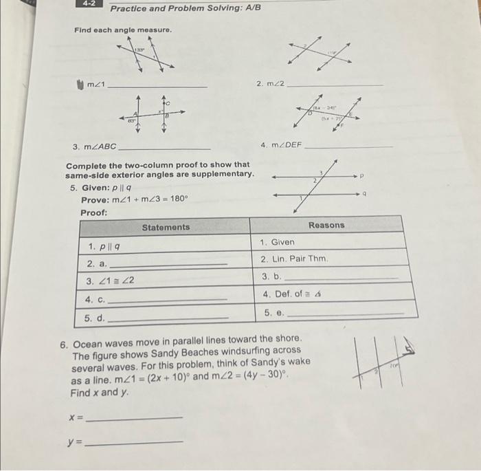 Solved 4-2 Find each angle measure. m/1 Practice and Problem | Chegg.com