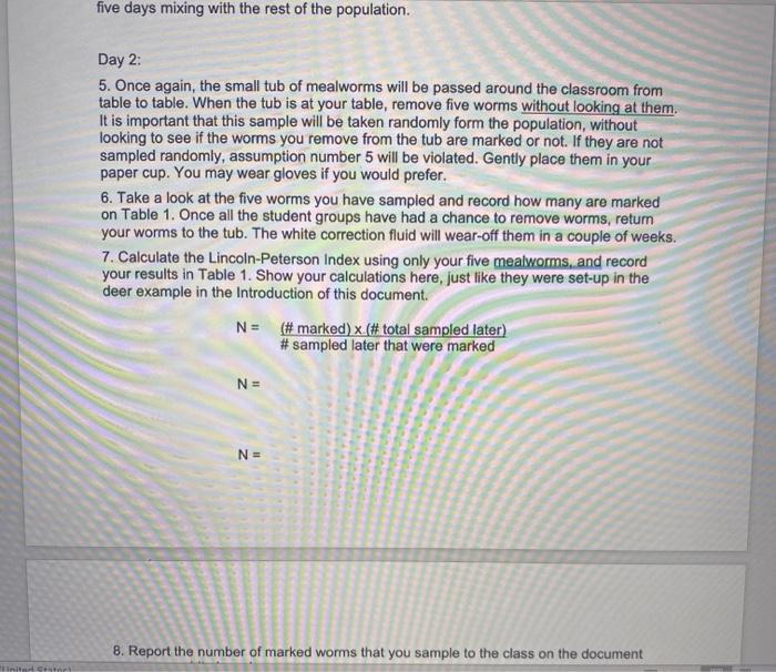 BIO182 ESTIMATING POPULATION SIZE LAB Introduction A | Chegg.com