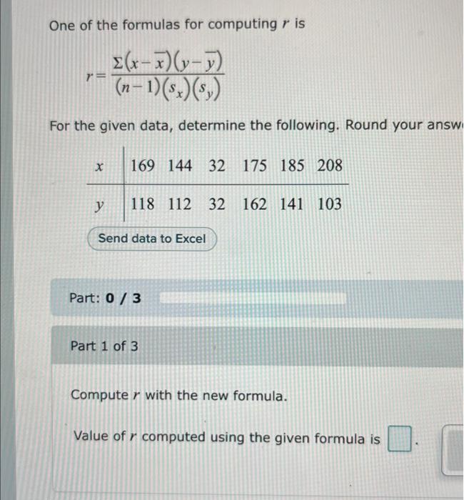 Solved for the given data determine the follwoing. Compute r | Chegg.com